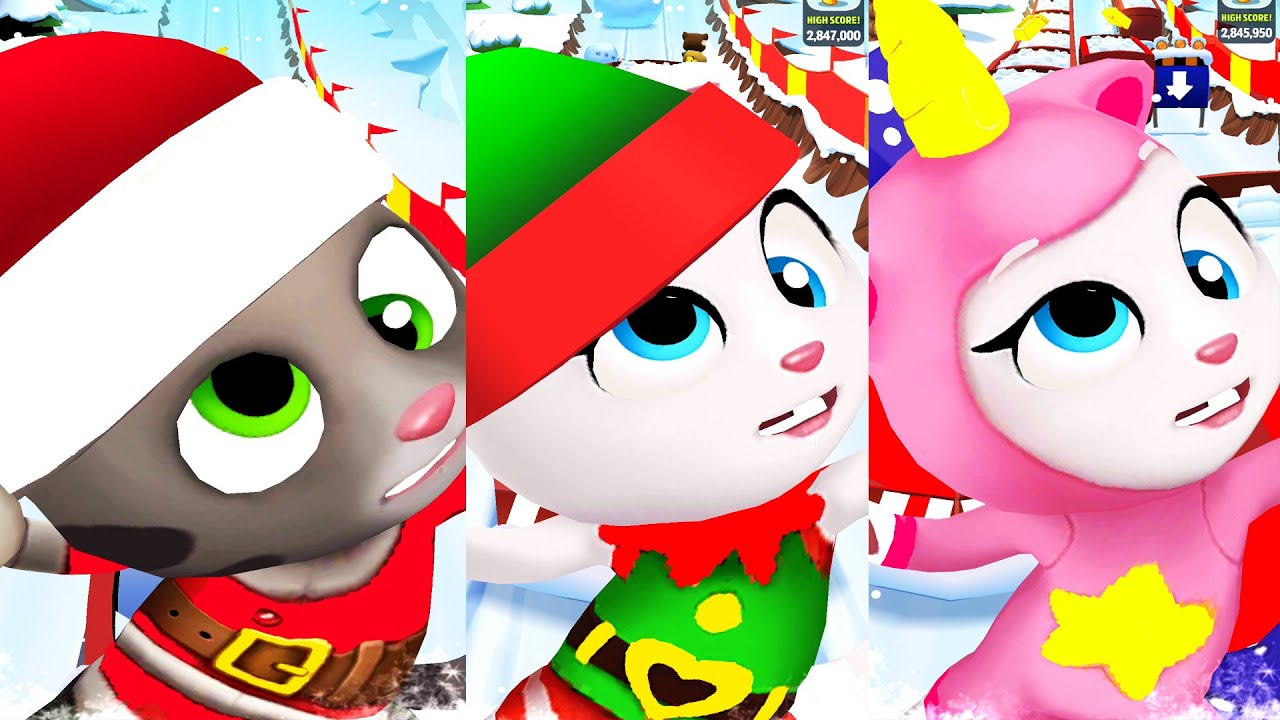 talking tom gold run Santa Tom 🆚 Elf Angela 🆚 Unicorn Angela ツ - YouTube