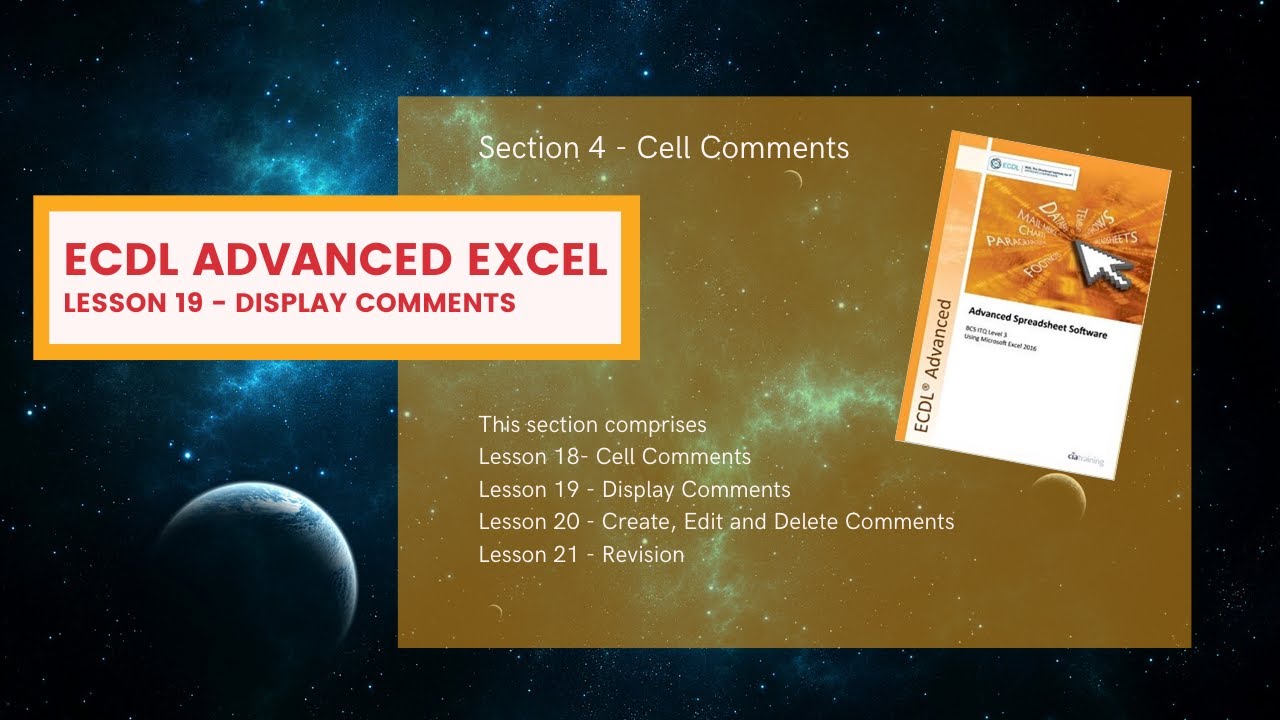 ECDL Advanced Excel Lesson 19 Display Comments YouTube ECDL Advanced Excel Lesson 19 Display Comments YouTube