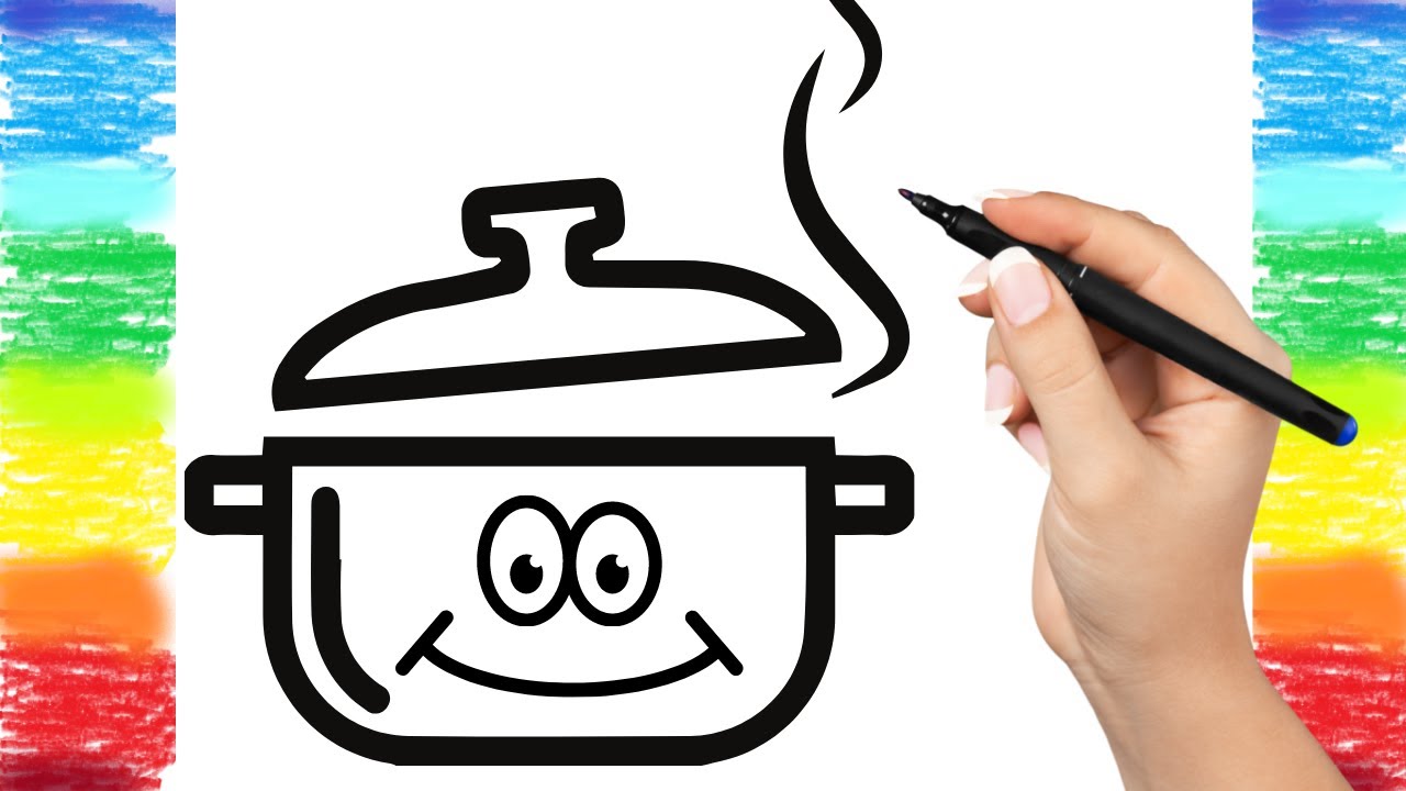 HOW TO DRAW AN EASY POT STEP BY STEP - COLORING THE CUTE PANS - YouTube