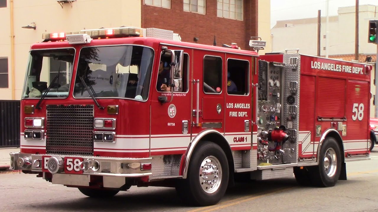 LAFD Engine 58 & Rescue 58 Responding - YouTube