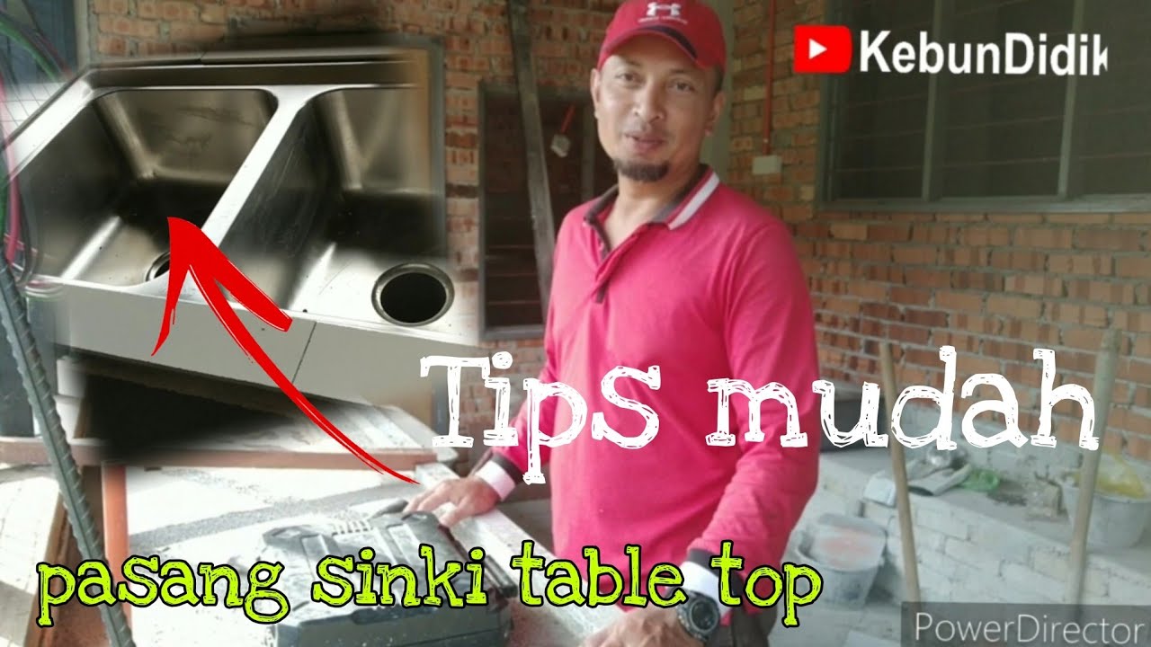 75. Tips mudah pasang table top sinki, how to install double bowl ...