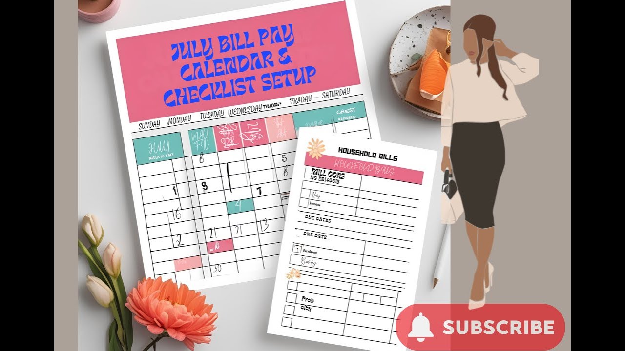 July Bill Pay Calendar Setup + Monthly Bill Checklist | Trying to Stay ...