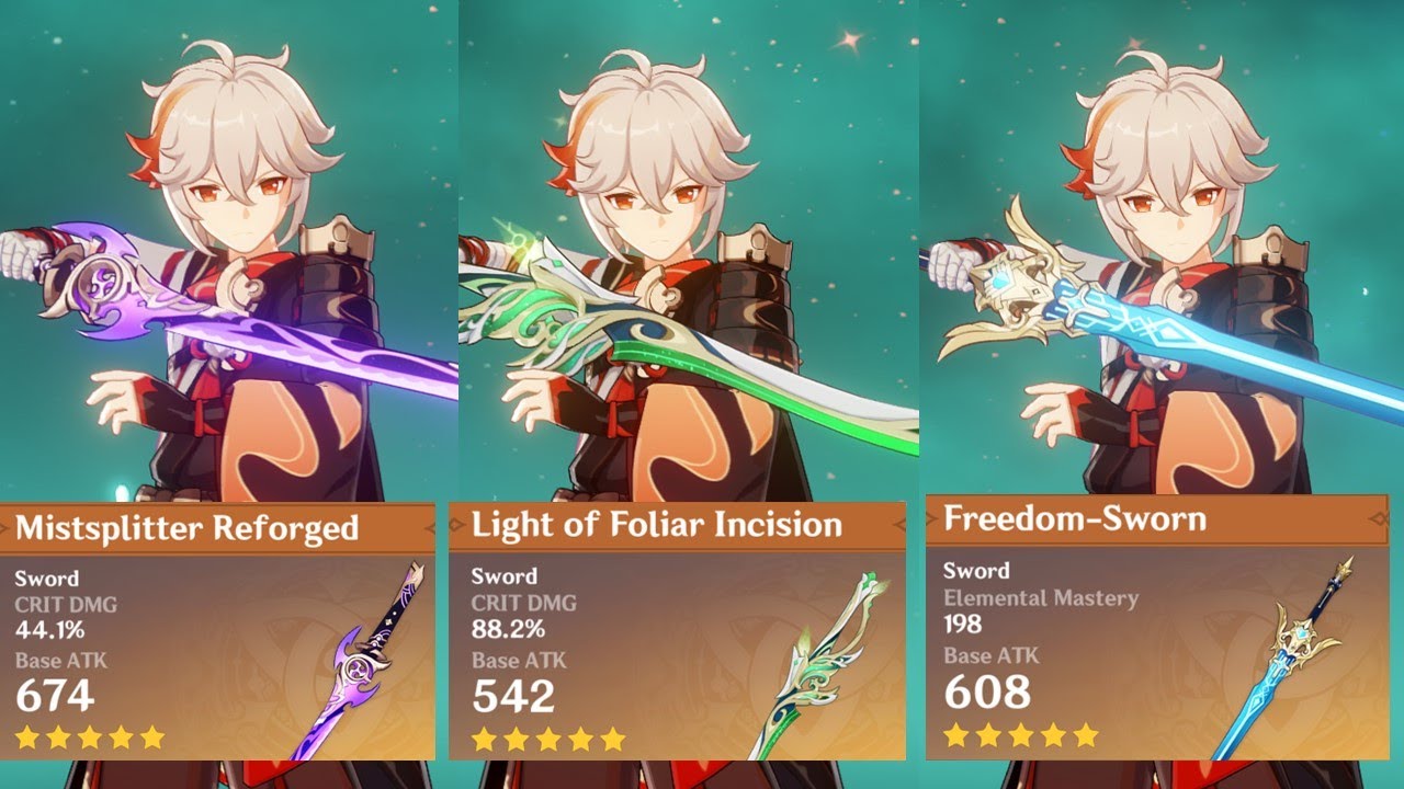 DPS Kazuha: R1 Mistsplitter vs R1 Light of Foliar Incision vs R1 ...