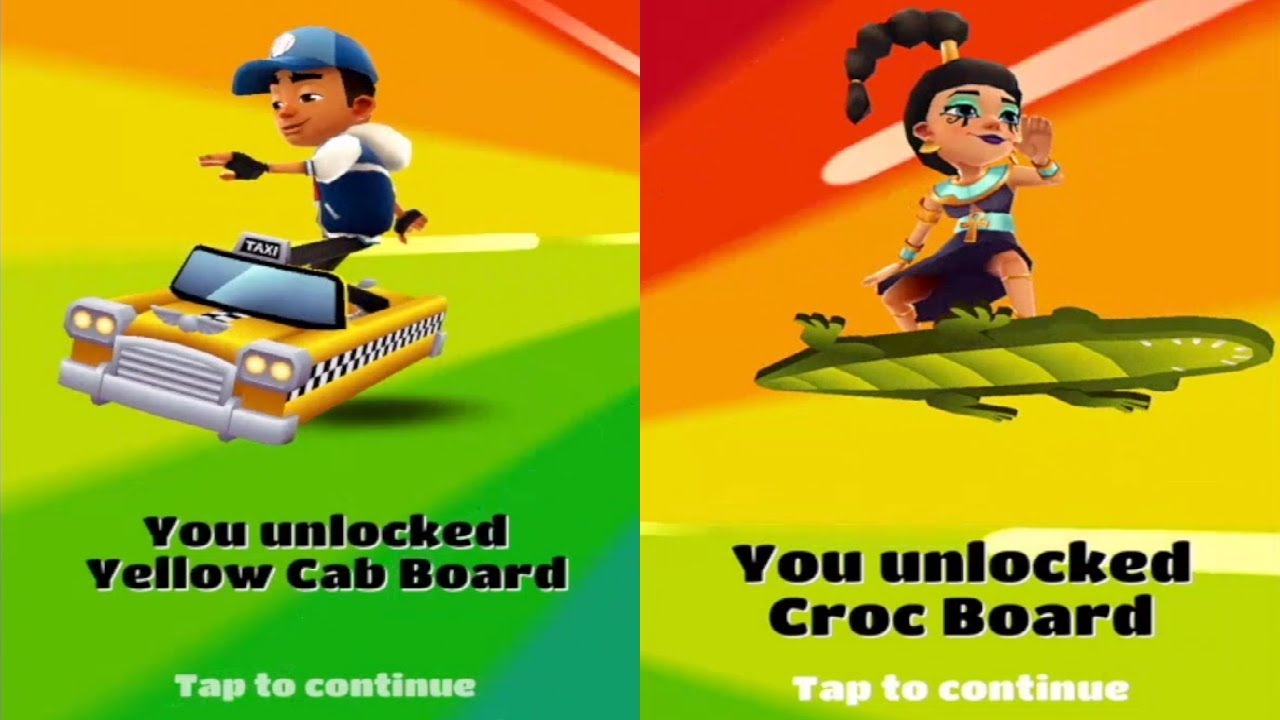 Unlocked Yellow Cab Board VS Croc Board On Subway Surfers! - YouTube