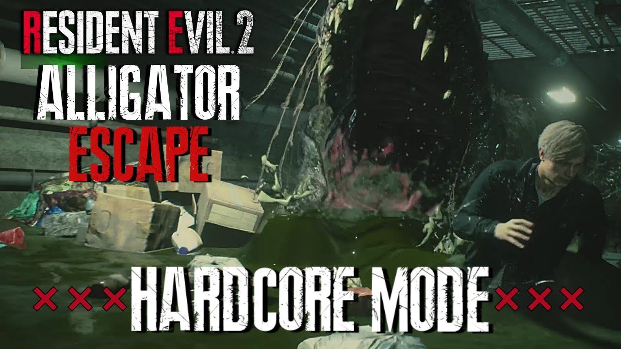 RE2 Remake ALLIGATOR Boss Fight [Hardcore Mode] - YouTube