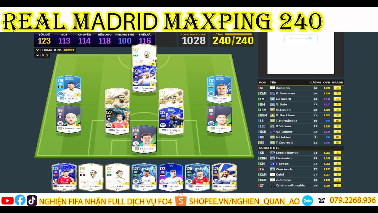 REVIEW FO4 - GIẢI MÃ REAL MADRID MAXPING 240 LƯƠNG - BENZEMA 23TY ...