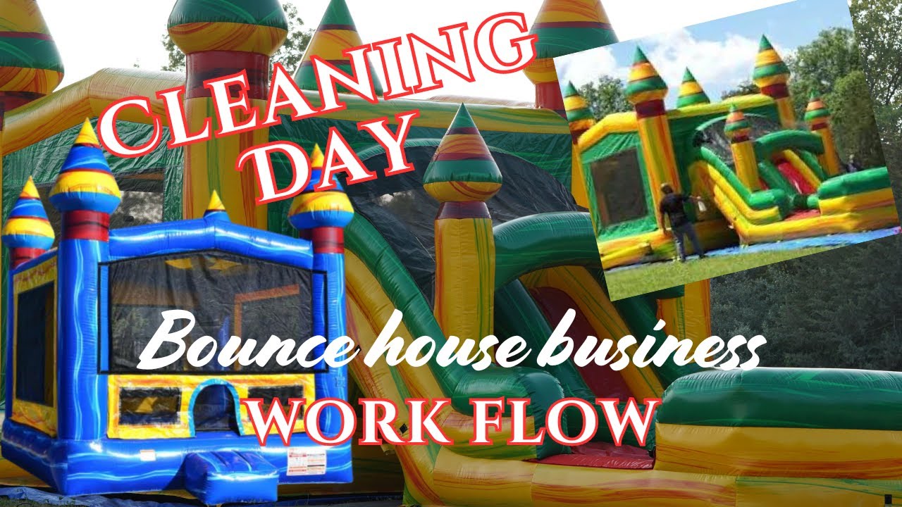 Cleaning 2 bounce houses vlog Bounce house business cleaning day - YouTube
