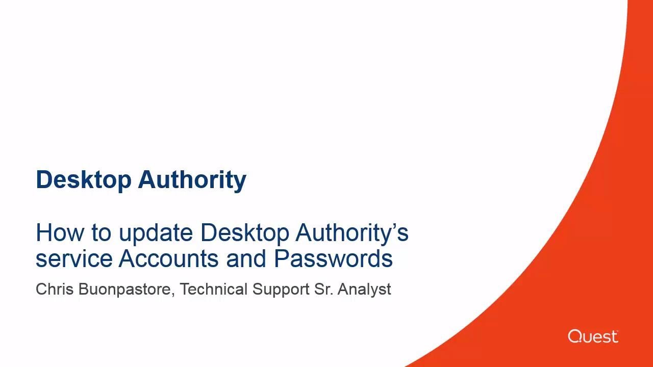 How to update Desktop Authority's service Accounts and Passwords - YouTube