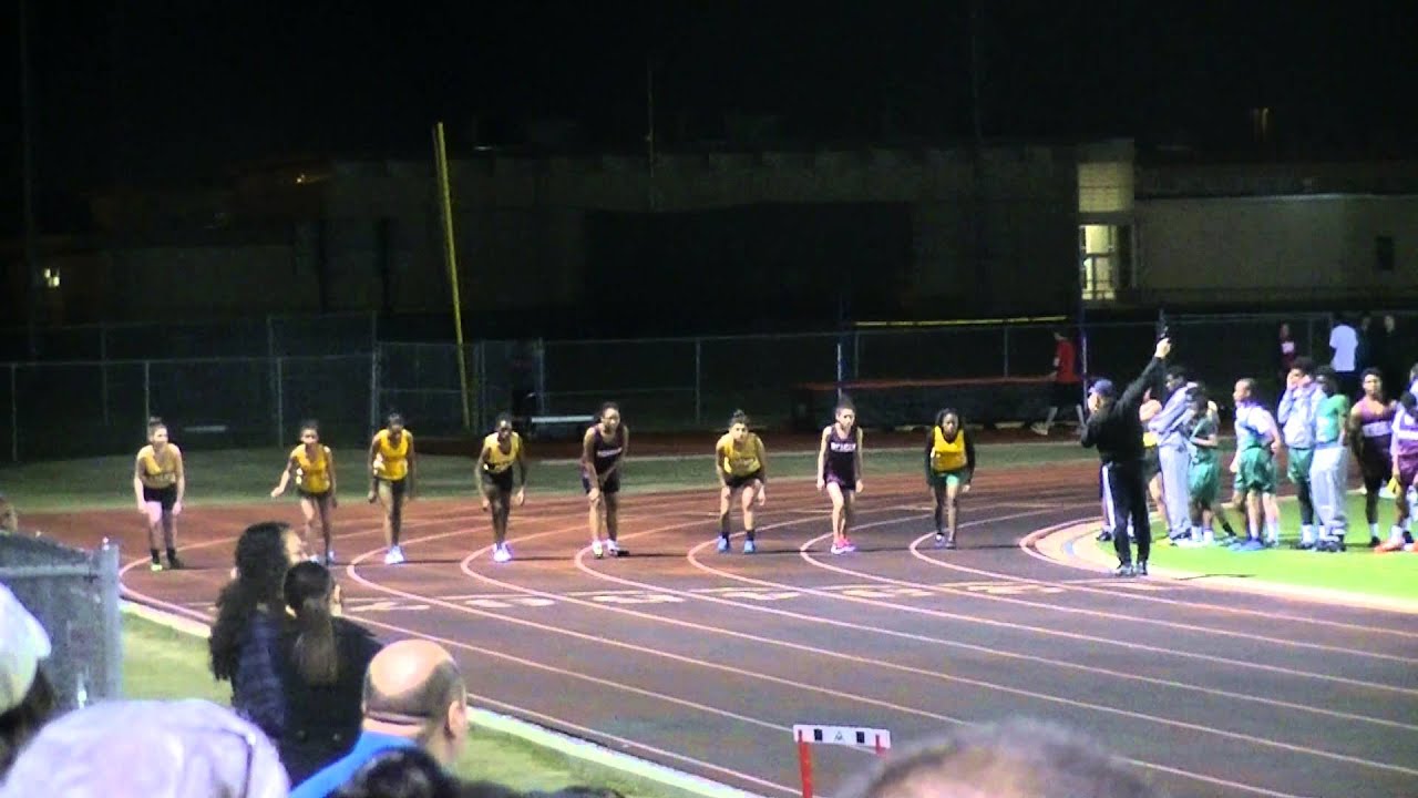 City Track Meet 8th Grade Girls 100 meter dash 2-21-13 - YouTube