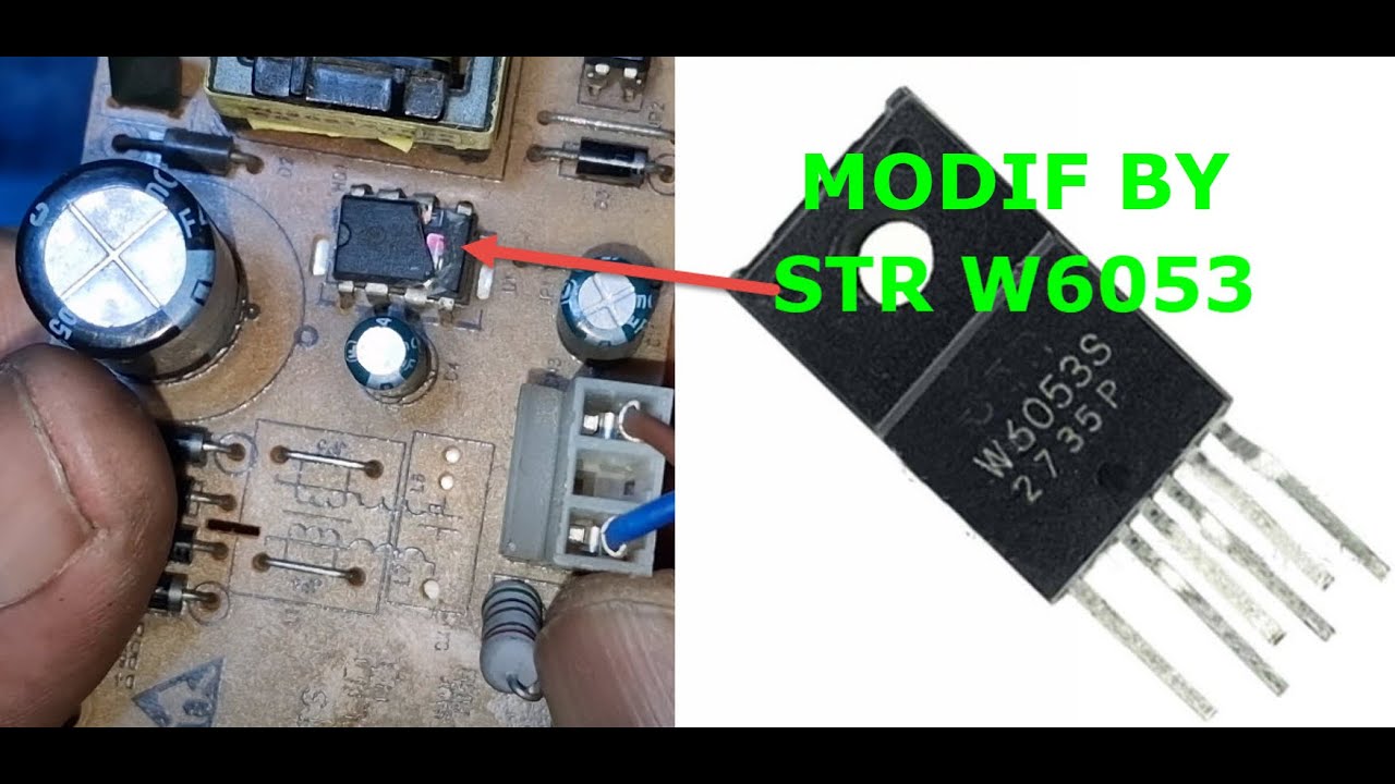 بالتفصيل الممل اصلاح عطل باور منفجر مع طريقة التعديل بالايسي المدمج STR W6053 للمبتدئين - YouTube