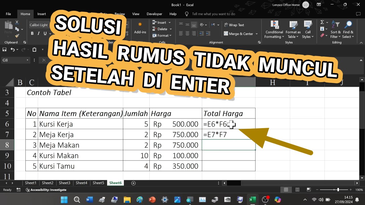 Solusi Hasil Rumus Tidak Muncul Setelah Diklik Enter (Tutorial di ...