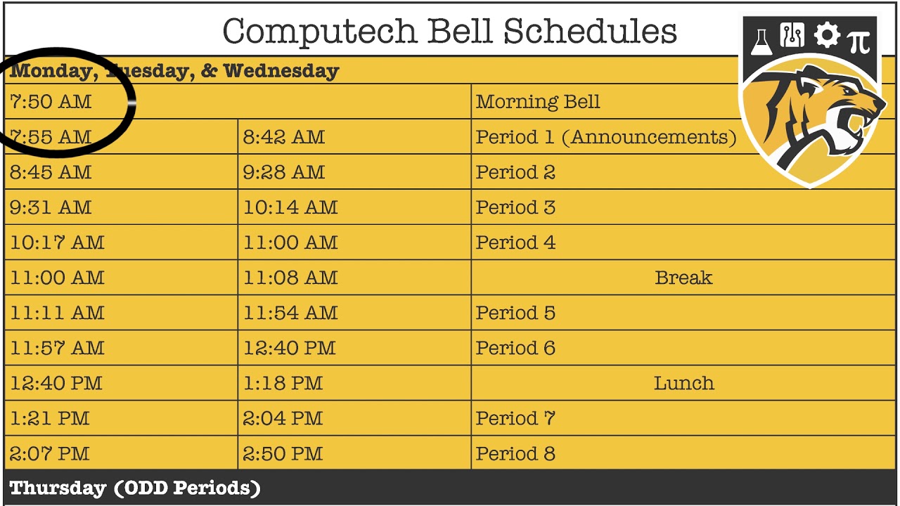 Computech Registration 21-22: Academic Bell Schedules - YouTube