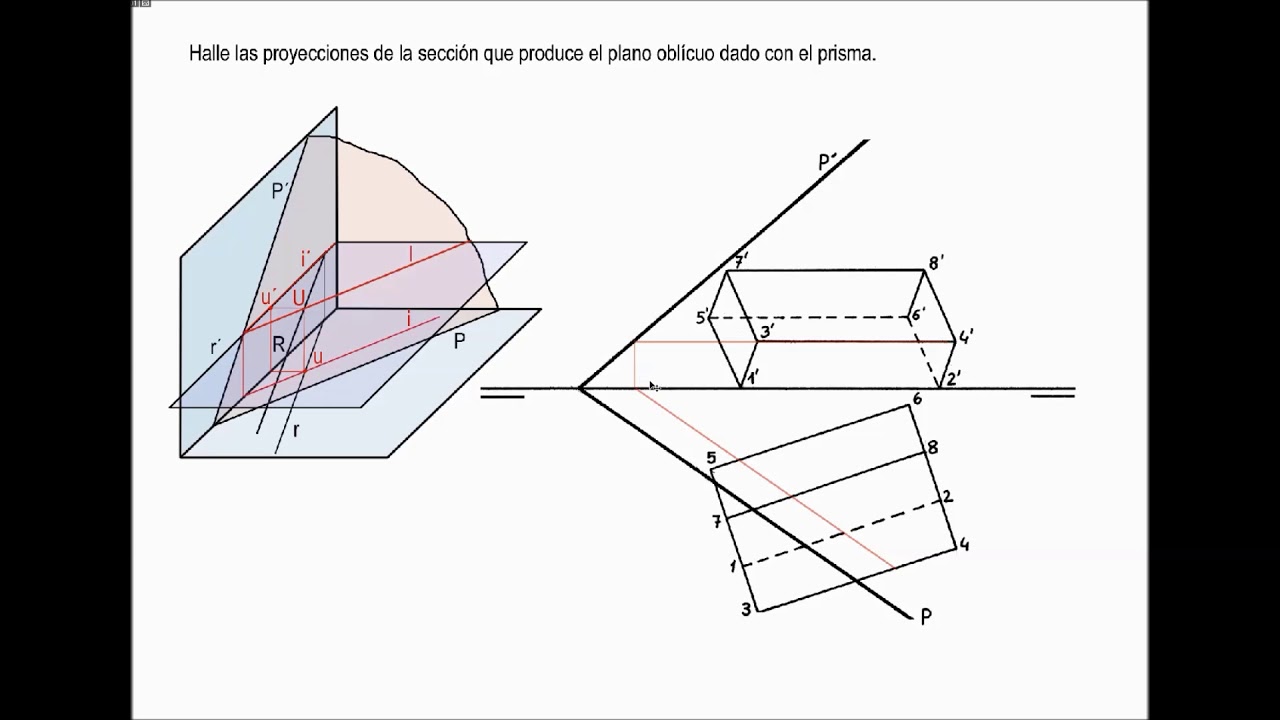 20- SECCIÓN DE UN PLANO OBLÍCUO CON UN PRISMA - YouTube