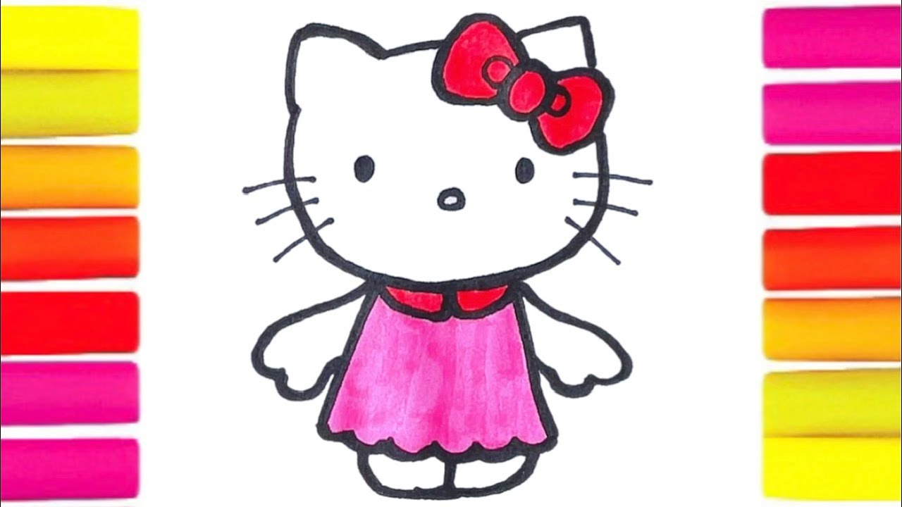 How to draw cute Hello Kitty, Draw and color Hello Kitty, Drawing for ...