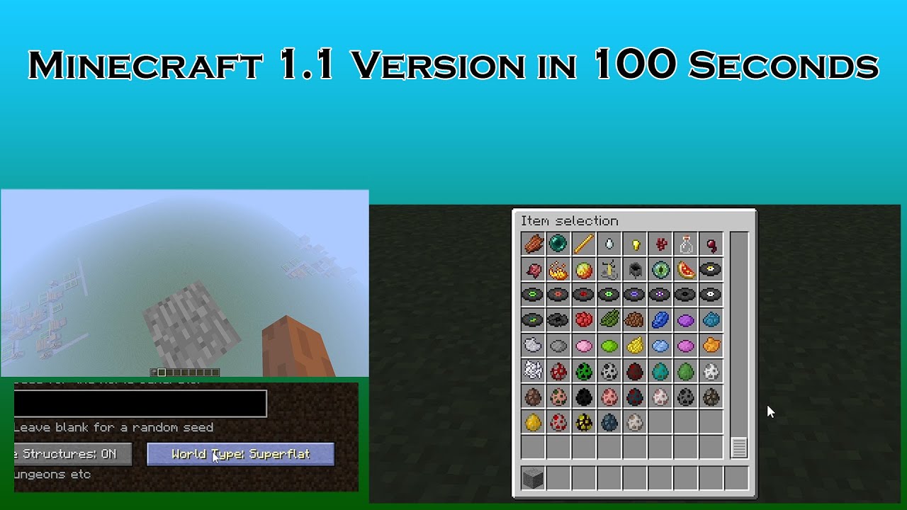 Minecraft 1.1 Version in 100 Seconds - YouTube