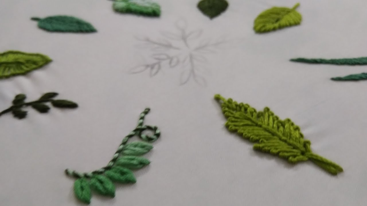 10 different types of hand embroidery leave design - YouTube