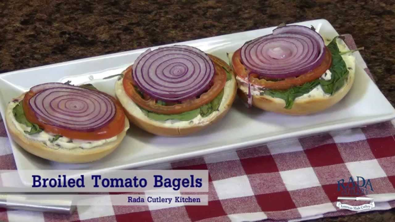 How to Make Broiled Tomato Bagels | RadaCutlery.com - YouTube