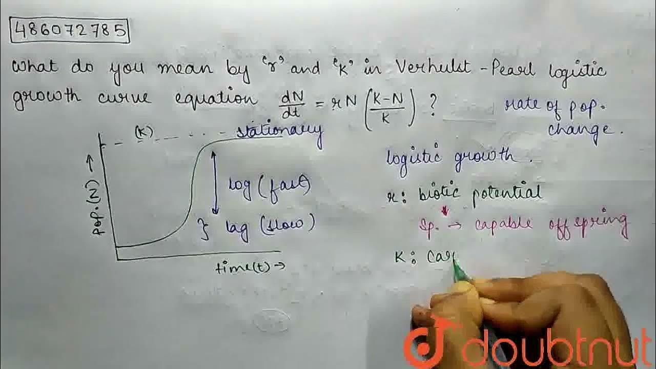 What do you mean by \'r\' and \'K\' in Verhulst - Pearl logistic growth curve equation dN//dt=rN ...