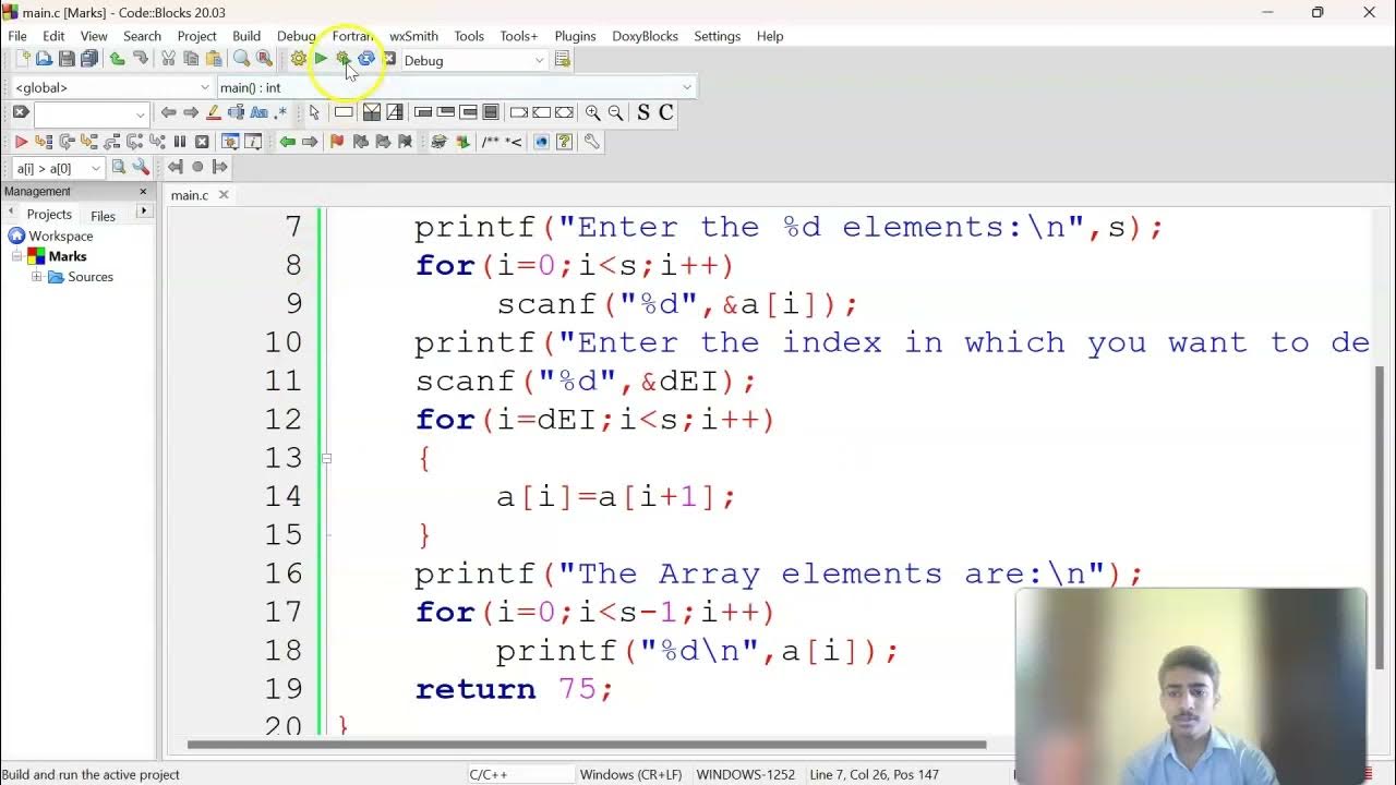 Array element deletion in C - YouTube