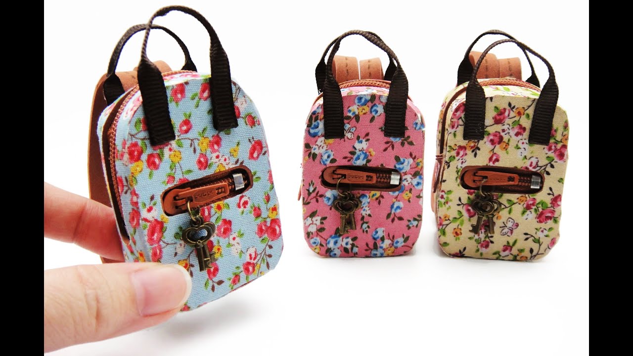 DIY Miniature Craft - Mini Floral Backpack Bag - YouTube