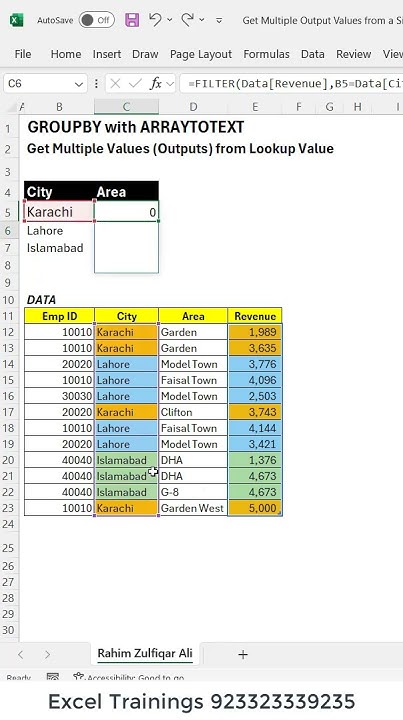 GROUPBY with ARRAYTOTEXT | Get Multiple Values (Outputs) from Lookup Value in Excel - YouTube