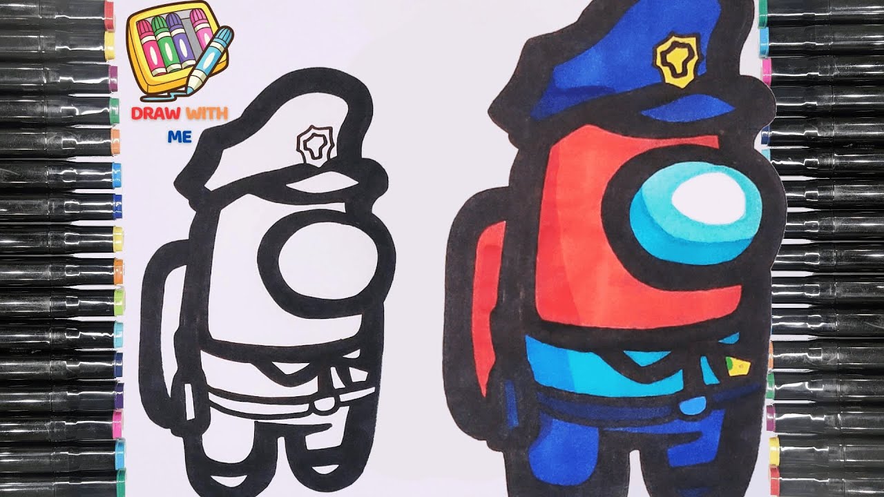 How to Draw Among Us Police A Fun Tutorial for Kids - YouTube