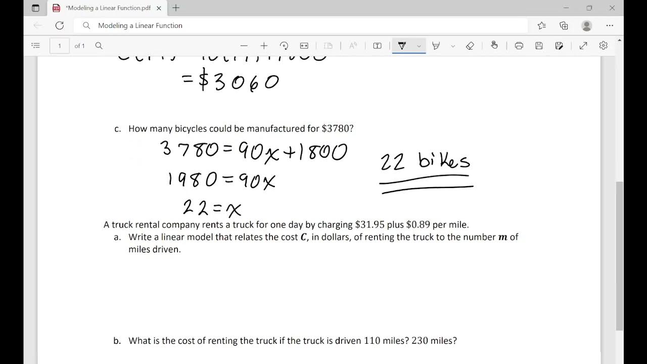 Modeling a Linear Function - YouTube