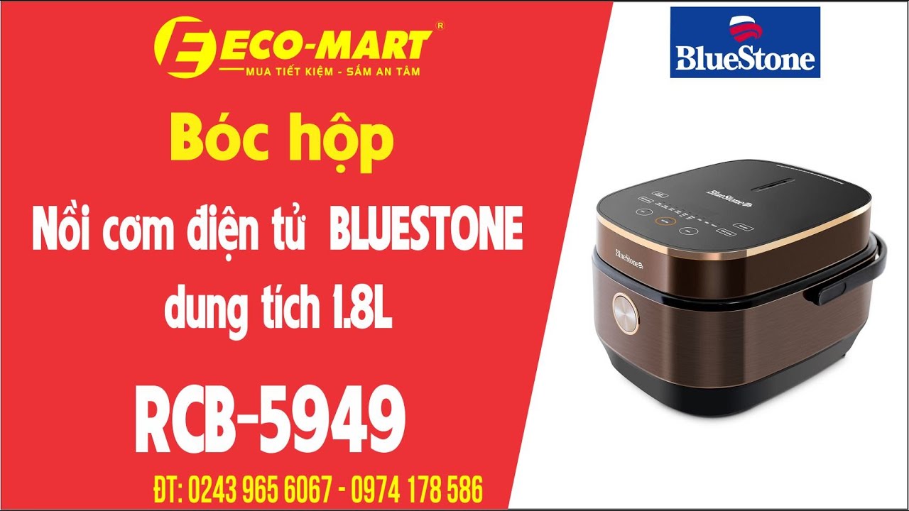 Bóc hộp Nồi cơm điện tử 1.8L BLUESTONE RCB-5949 - YouTube