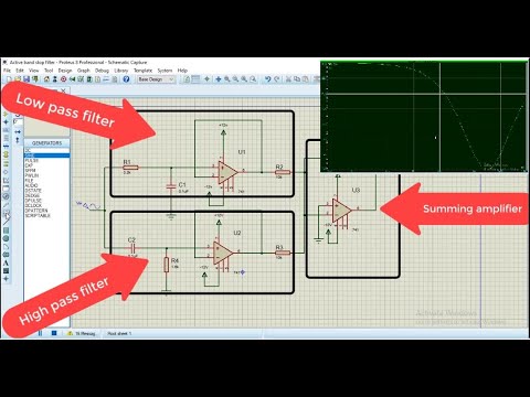 how to simulate active band stop filter - YouTube