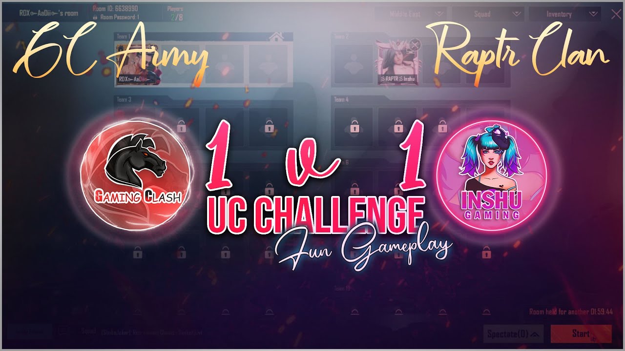 1v1 Friendly TDM | UC Challenge | GC Army | Raptr Clan | PUBG Mobile ...