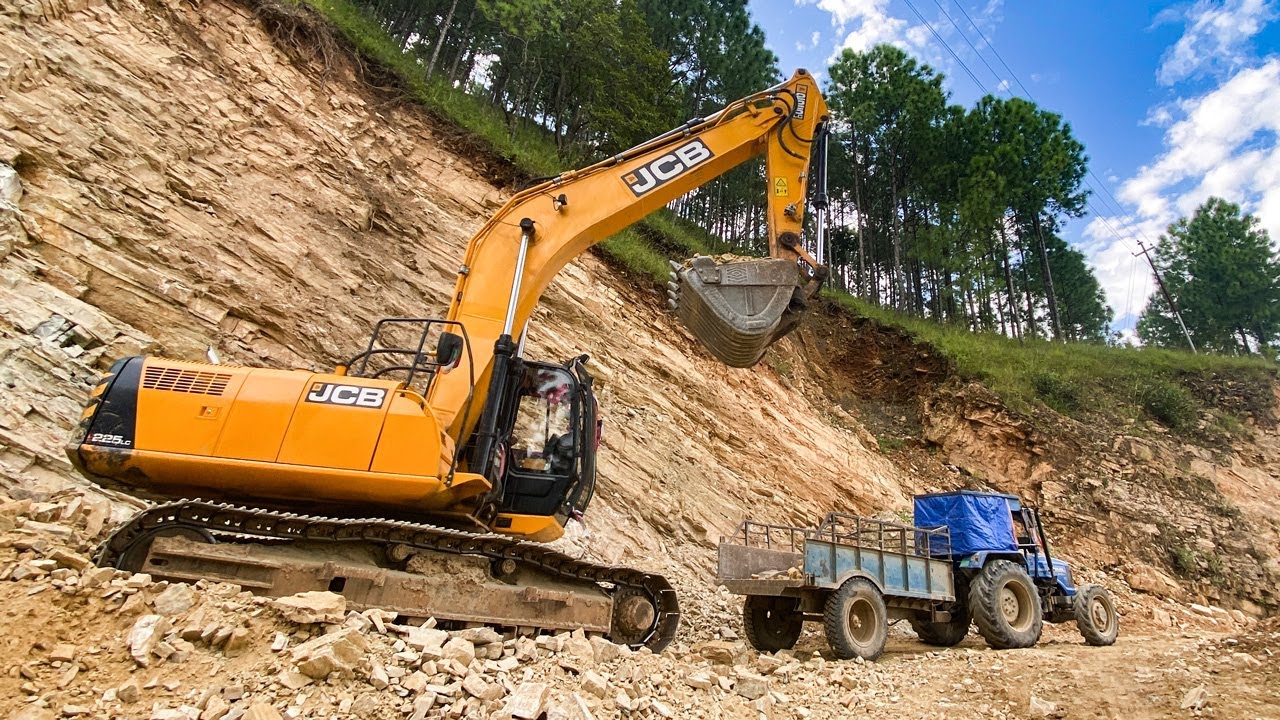 Dangerous Excavator Working Skill | Narrow Hilly Road Construction ...