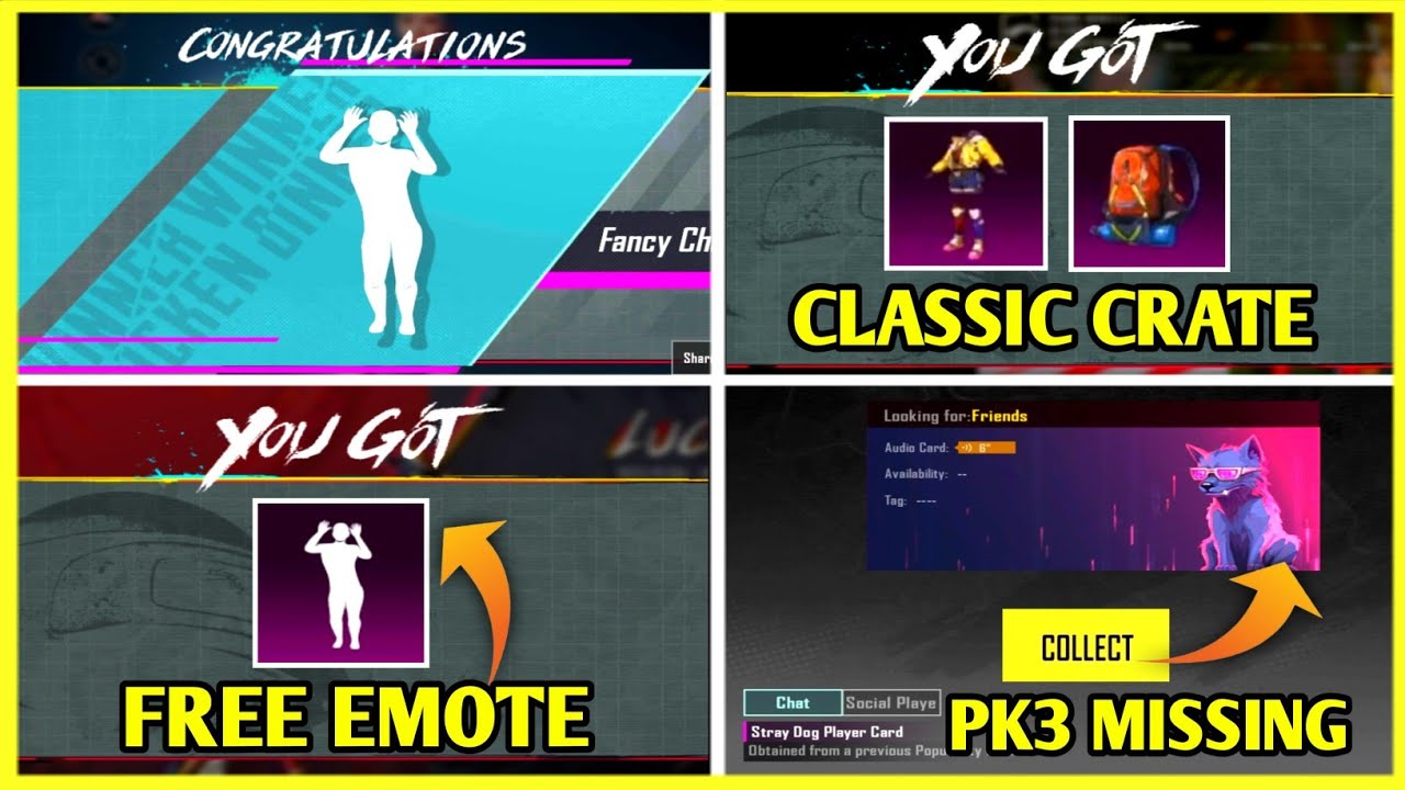 BGMI PK3 REWARD MISSING | FREE EMOTE | NEXT CLASSIC CRATE REWARDS😍 ...