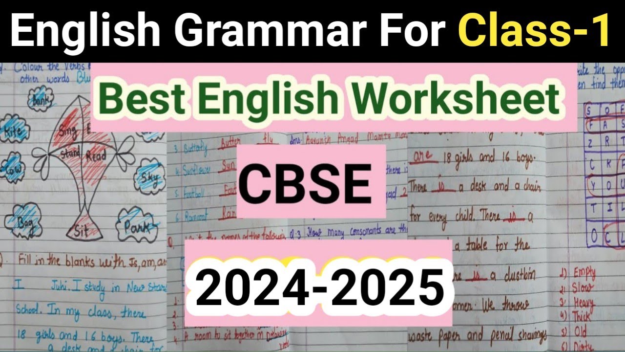 English Grammar Worksheet For Class-1 || Grade-1 CBSE English Worksheet ...