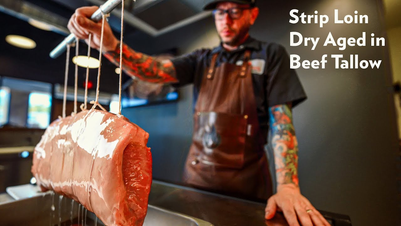 90 Day Beef Tallow Dry Aged Prime Strip Loin - YouTube