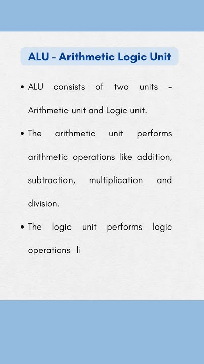 What is ALU (Arithmetic Logic Unit) Computer Fundamentals | - YouTube