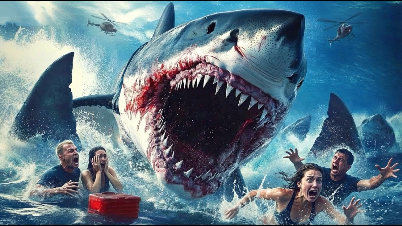 Deep sea turns red! 😱Megalodon sharks massacre tourists,no escape from ...