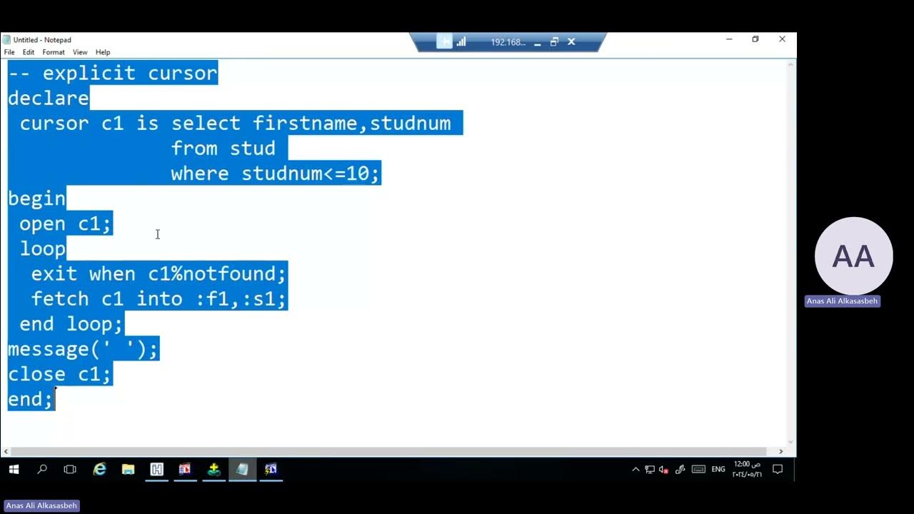 B11 filling tablure using cursor and loops - YouTube