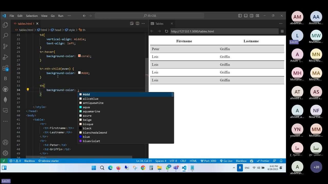 6mastering Css Layouts Creating Stunning Web Tables And Exploring Display Options شرح بالعربي