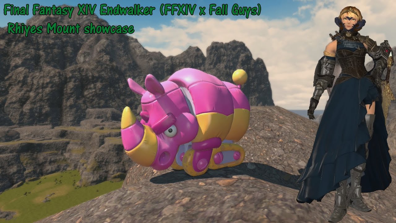 Final Fantasy XIV Endwalker (FFXIV x Fall Guys) Rhiyes Mount showcase ...