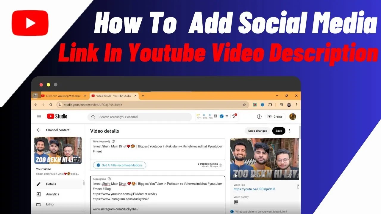 How To Add Social Media Link In YouTube Video Description | Step By ...