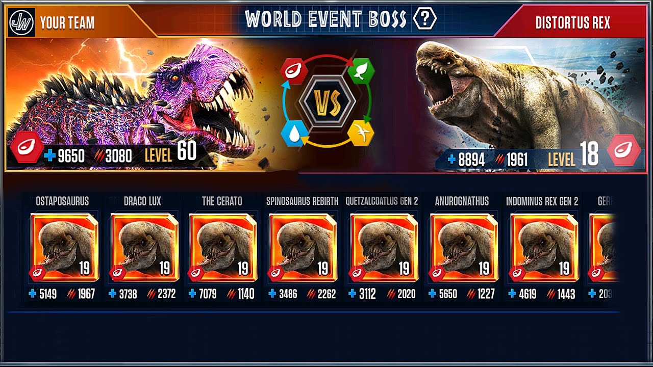 Distortus rex vs Omega 09 - BOSS TOURNAMENT | Jurassic World The Game ...