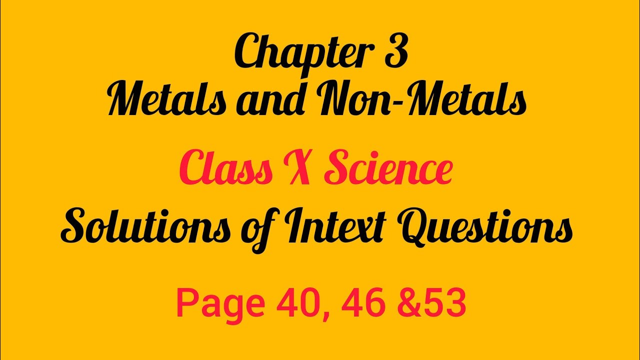 Intext Question Page 40,46 & 53,/ chapter 3/class 10 science - YouTube