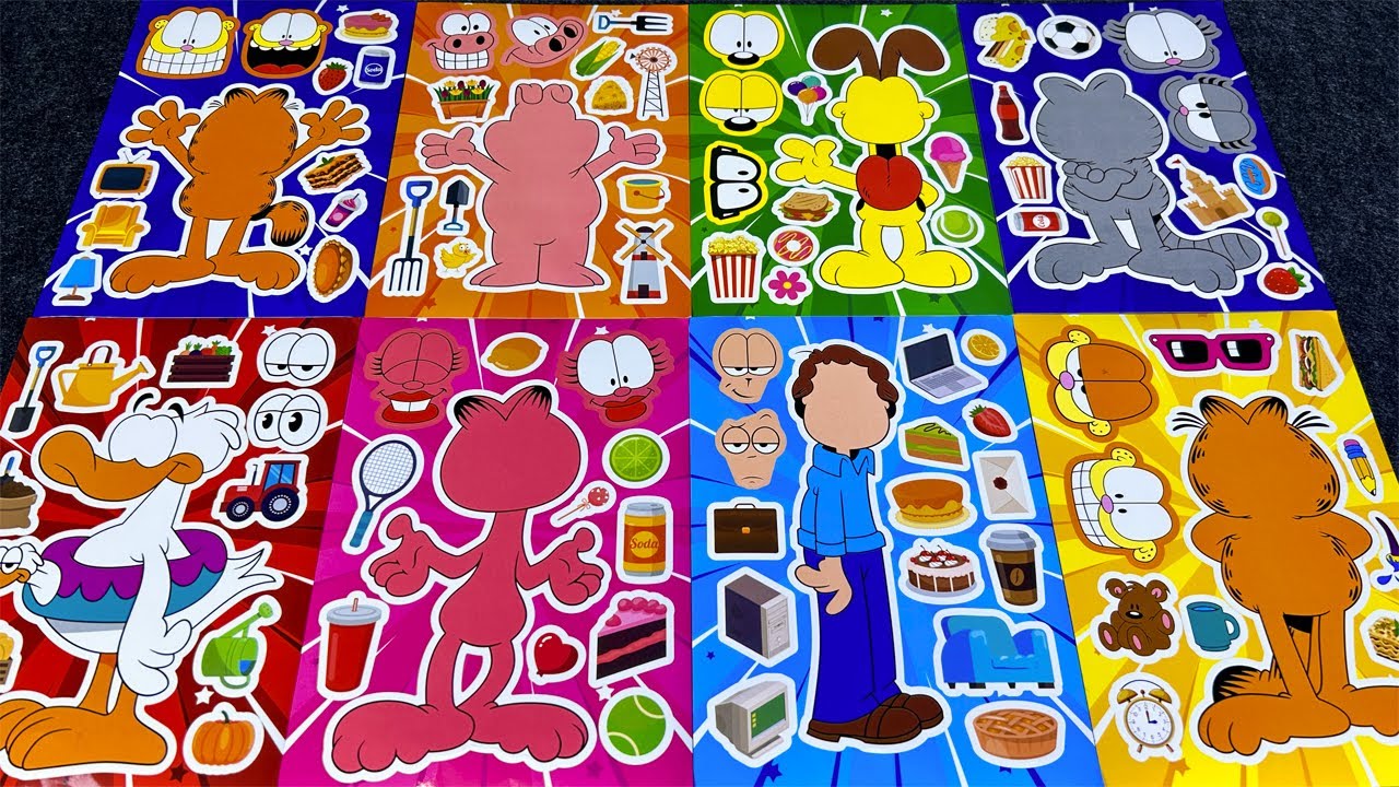 [ToyASMR] Decorate with Sticker Book GARFIELD paper diy - YouTube