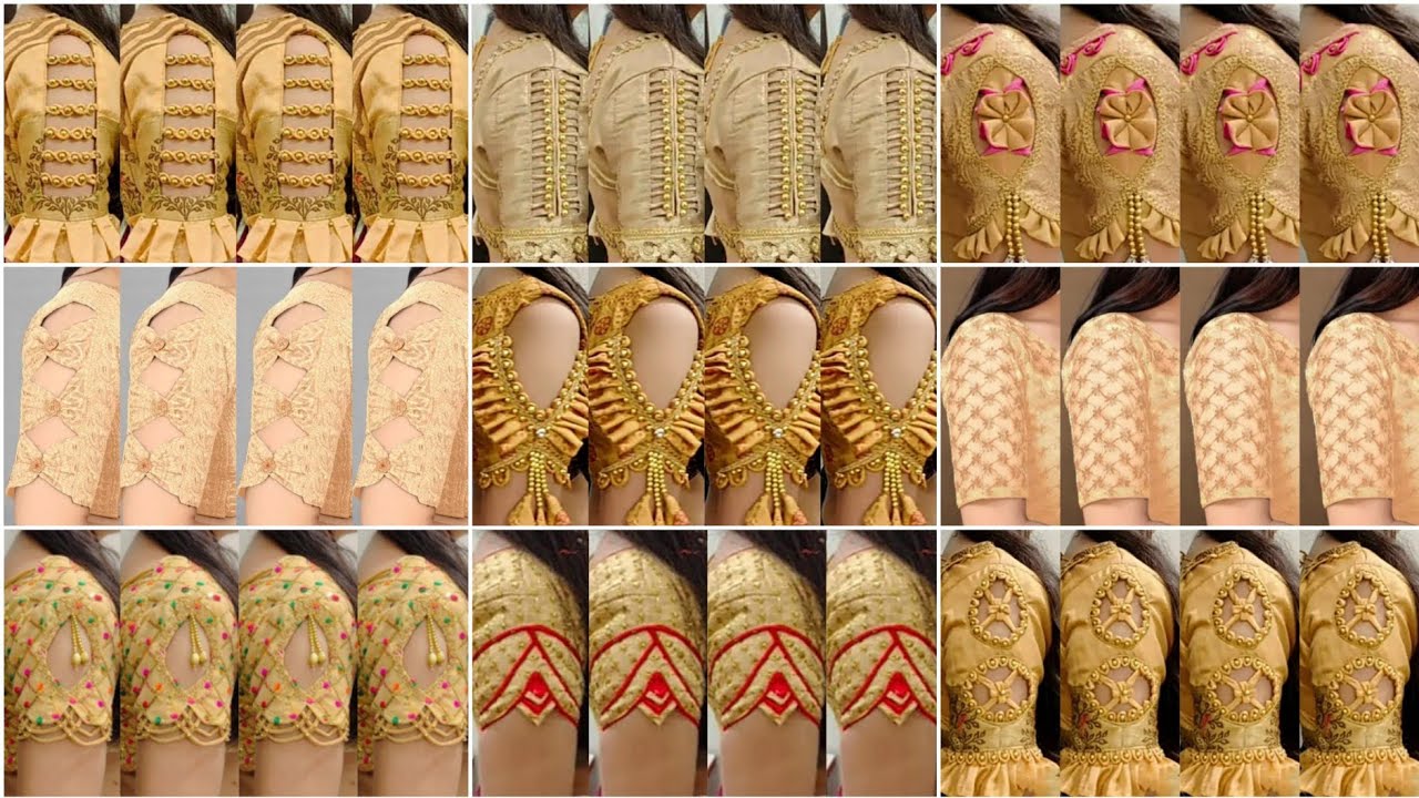 💯🎉 golden colour sleeve design//golden sleeves//latest baju design ...