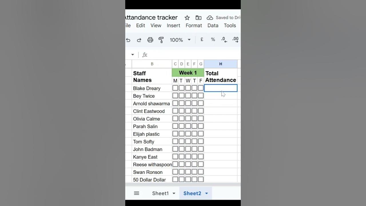 Create a Attendance Sheet with Checkboxes in google sheet - YouTube