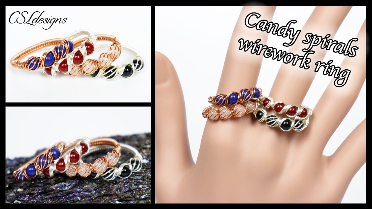Candy spirals wirework ring - YouTube