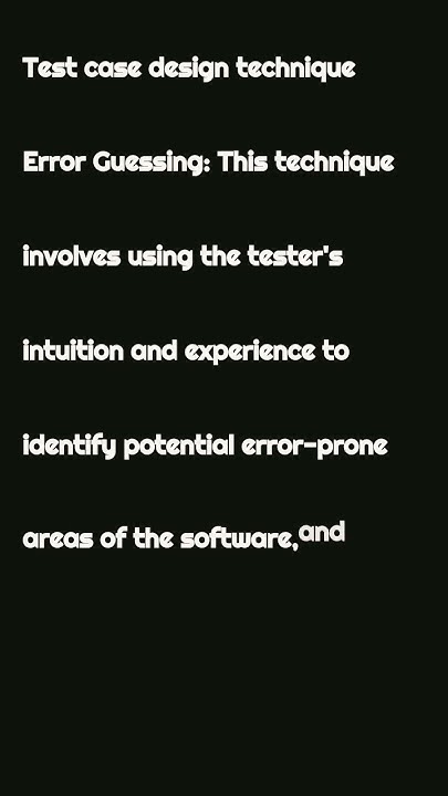 Error Guessing test case design technique - YouTube