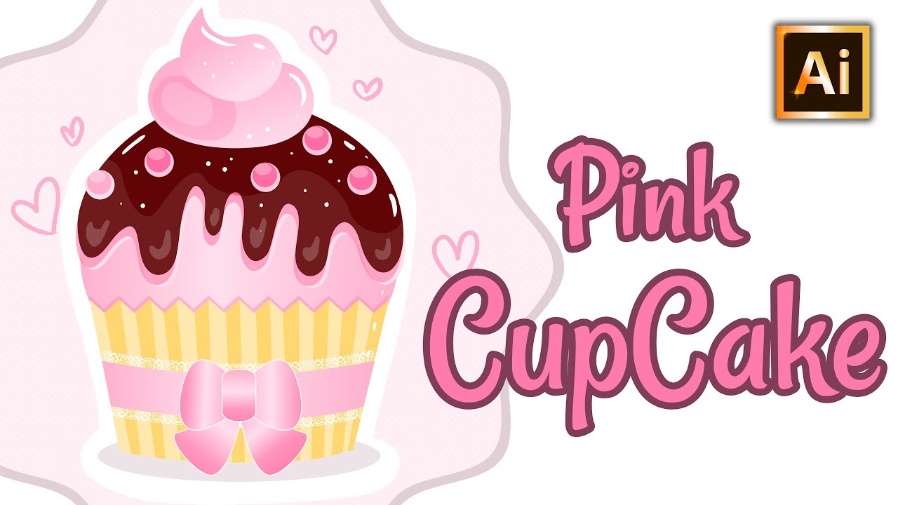 Pink Cupcake Sticker design | Adobe illustrator | Tutorial 9 - YouTube