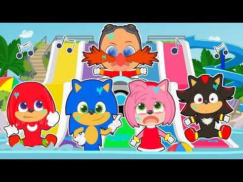 FIVE LITTLE BABIES With Sonic and his friends jumping on slides