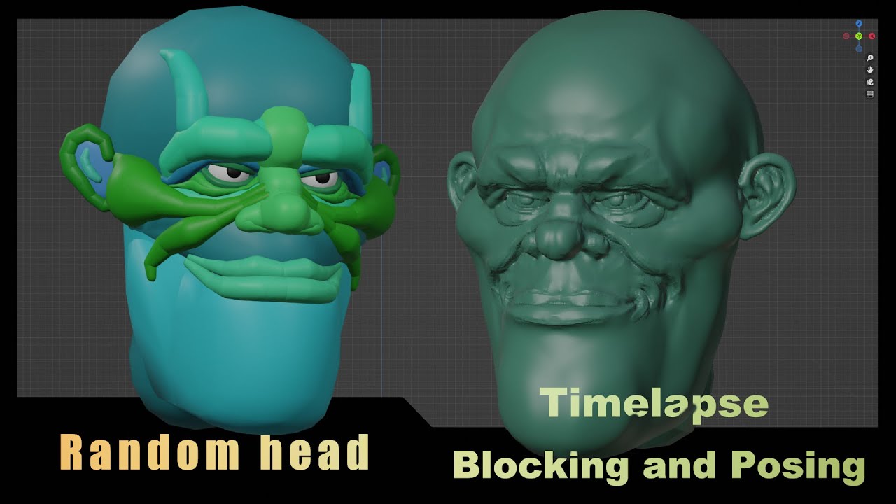 Timelapse blocking and sculpt an Random head in Blender with ...